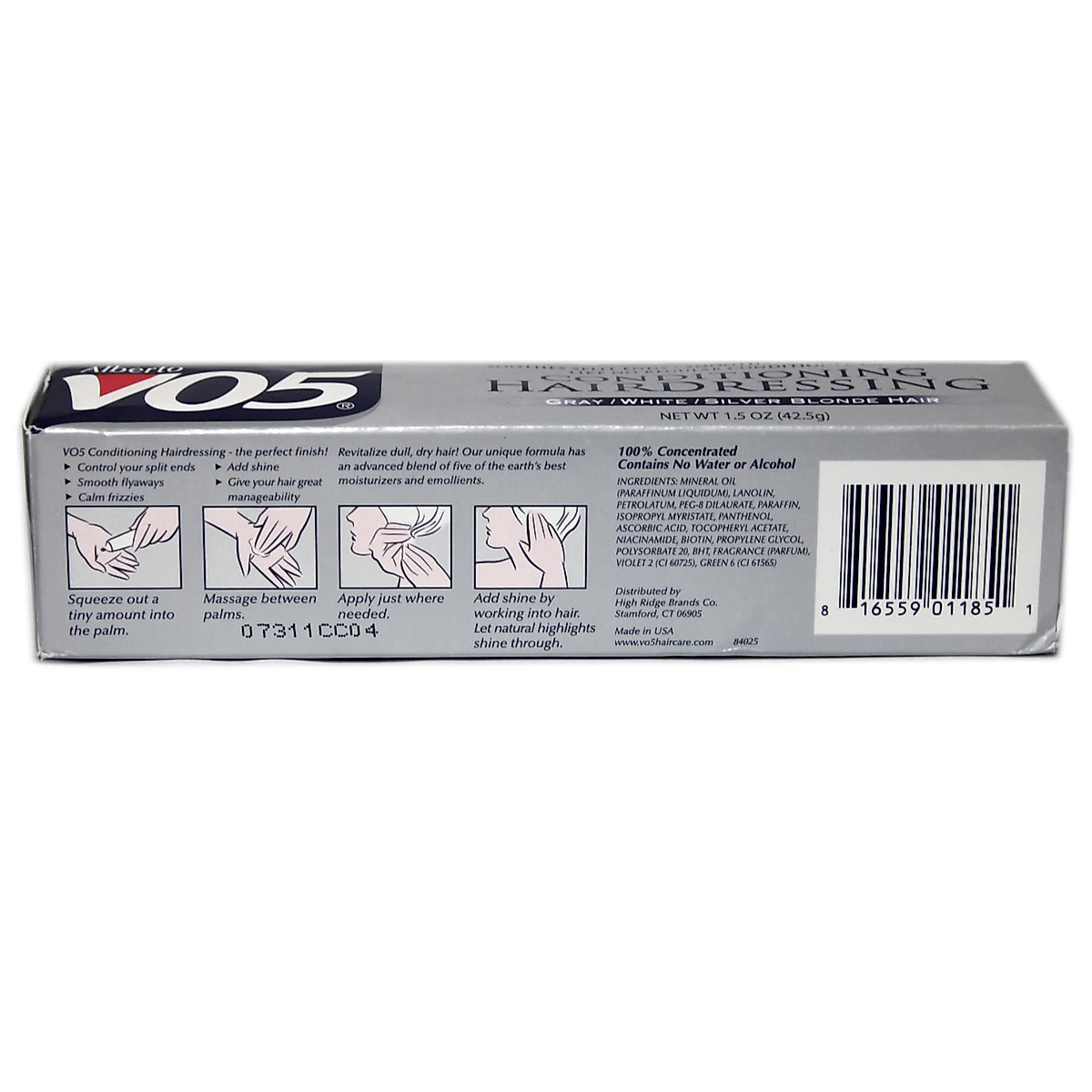 Alberto VO5 Conditioning Hairdressing for Gray, White, Silver Blonde Hair, 1.5 oz (Pack of 2)