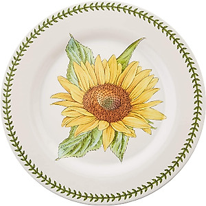Portmeirion Botanic Garden Collection Dinner Plate | Set of 4 Dinner Plates | 11 Inch Plates with Sunflower Motif | Made from Melamine for Indoor and Outdoor use | Dishwasher Safe