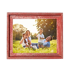 BARNWOODUSA | Farmhouse Style Rustic 8x10 Picture Frame | Signature Molding | 100% Reclaimed Wood | Rustic | Red