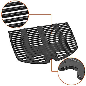 DELSbbq 7584 Cast Iron Grates and 65032 Grill Burner for Weber Q300 Q320 Q3000 Q3200 57060001 586002 Gas Grills, Replacement Parts for Weber 7646, 65032