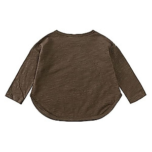 Baby Boys Girls French Terry Crewneck Sweatshirt Crewneck Sweatshirt Solid Cotton Soft Tshirts Vintage Dress Outfit Brown