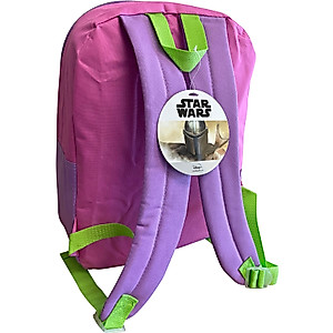 Star Wars The Mandalorian Baby Yoda 15" School Backpack (Pink-Purple-Green)