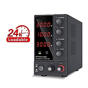 Adjustable DC Power Supply 30V 10A LED Lab Power Supply 60V 5A Voltage Regulator Stabilizer Switching Bench Source(3Digits 0-30V 0-10A)