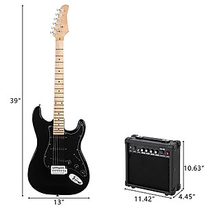 Ktaxon 39 Inch Electric Guitar Kit, Full-Size Beginner Solid Body SSS Pickups Guitar Kit with Gig Bag, 20W Amplifier, Strap, Tremolo Bar, & Cable