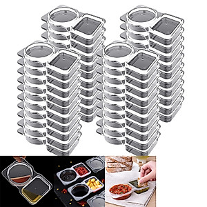 TAOceeXI 40PCS Double Compartment Condiment Container, 2 Compartment Snack Containers for Condiments or Dips, Double Condiment Containers with Lids, Double Compartment Snack Containers