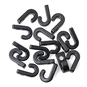 JJHXSM 16pcs J Shape Down Hooks Nylon J-Hooks Lashing Hooks for Kayak Bungee Cord Canoes Boats, Black