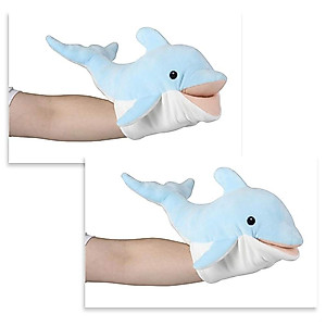 ArtCreativity Blue Dolphin Hand Puppet, Soft Plush Puppet for Kids, Cute Dolphin Toys for Boys and Girls, Aquatic Theme Party Decoration, Great Birthday Gift