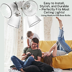 LIGHTACCENTS Ceiling Fan Light Covers For Ceiling Fan Light Kit - Clear Wave Glass Shade Light Covers For Ceiling Lights Fixture Replacement Globes & Shades Ceiling Fan Globe Replacement (4-pack)