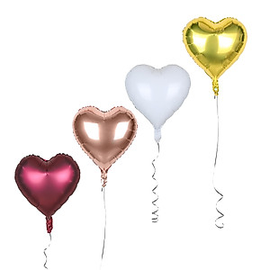 Guzon 20PCS Burgundy Rose Gold Heart Balloons White Mylar Balloons Gold Foil Balloons For Women Girls Wedding Engagement Bridal Shower Birthday Party Decoration