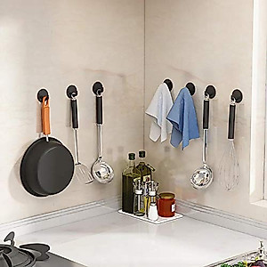 5 Packs Black Adhesive Wall Hooks, Veriya Waterproof Hook Door Hanger, Heavy Duty Wall Hook for Hanging Robe Coat Towel Keys Bags, Bathroom Toilet Kitchen Office Closet Cabinet