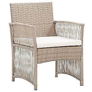 DGZLIIO Outdoor Dining Armchair, Garden Chairs, Patio Armchairs with Cushions 2 pcs Beige Poly Rattan Suitable for Terrace Garden Backyard Lawn Pool Water Surface.