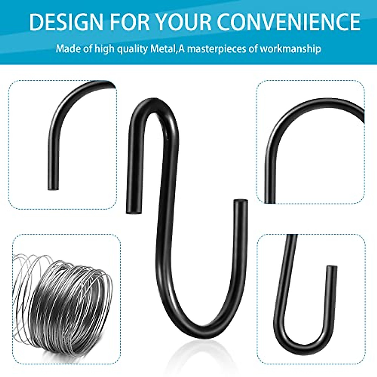 120 Pieces Small S Hooks Hanging Plants Hooks Mini S Shaped Iron Wire Hook Hanger Ornament Storage Hooks for DIY Craft Hanging Pot Jewelry Key Chain Tags (Black,1 Inch)