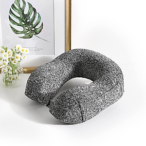 Truwelby Travel Pillow, Neck Pillow Memory Foam Neck Pillow for Travel, Airplane Travel Kit with 3D Contoured Eye Cover Earplugs Standard Airplane Pillow Cooling Travel Head Support Pillow