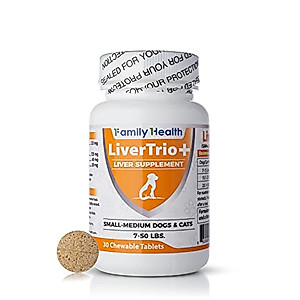 LiverTrio+ Comprehensive Liver Support Supplement for Smaller Dogs. Flavorful Chewable Tablets Combining Same, SPC, Silybin A+B, + Glutathione 30Ct (Small - Medium)
