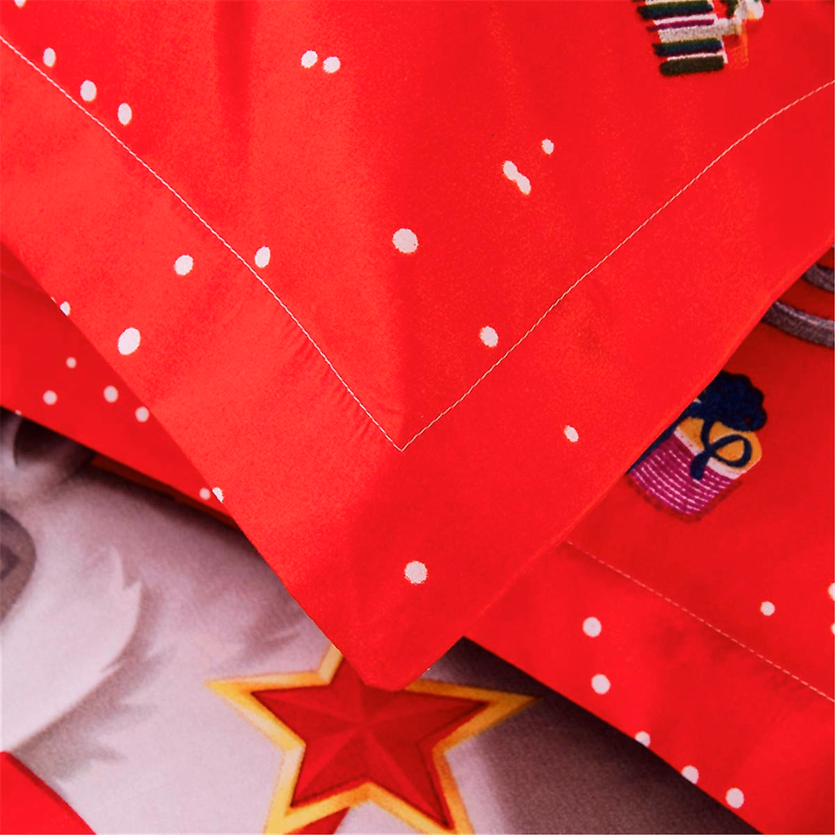 WONGS BEDDING Christmas Duvet Cover Twin Size, Reversible Santa Claus Elk Pattern Duvet Covers with Zipper Closure for Kids Teens Adults, Soft Microfiber Red Christmas Duvet Bedding Set (Red, 2PC)