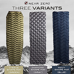 NEAR ZERO - Inflatable Sleeping Pad, Ultralight Camping Mattress, Portable Sleeping Pad for Camping, Hiking, Beach, Backpacking Trip and More, 14.5 oz, Green