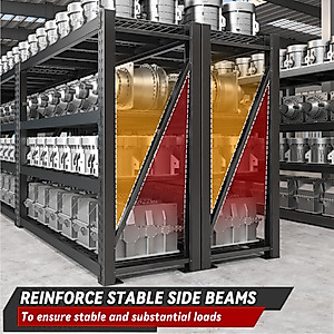 Bepatio 8000 LBS Garage Shelving, 77" W Heavy Duty Steel Shelving Unit Adjustable Metal Shelves for Storage Shelves Utility Shelf for Garage,Basement,Warehouse,Black 77" W*24" D*72”H