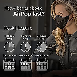 AIRPOP Light SE KN95 Face Masks 4 Pack, Reusable Washable 4-Layer Face Coverings, Contoured Fit, Lightweight Design, Adults/Kids Face Masks for Repeated Wear - Black