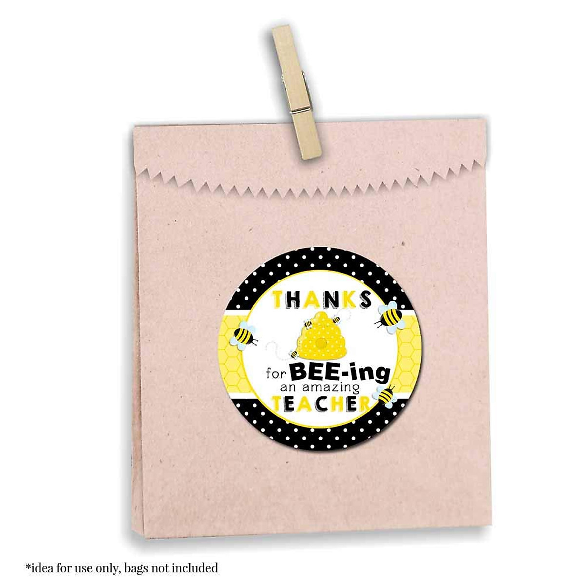 You’re Amazing Bumble Bee Themed Teacher Appreciation Thank You Sticker Labels, 40 2" Party Circle Stickers by AmandaCreation, Great for Envelope Seals & Gift Bags
