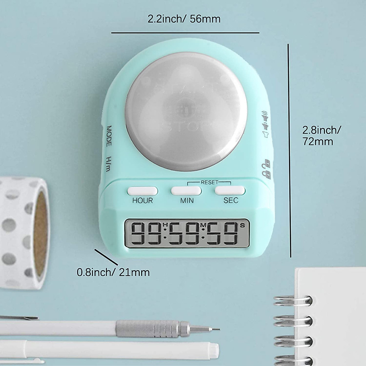 Large Button & Silent/Loud Alarm Switch Digital Kitchen Timer, Countup/Countdown Timer for Kids, Time Management Tool for Teacher, Cook, Study,Meditation