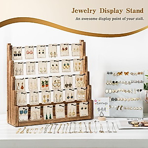 Poyilooo Earring Display for Selling, Solid Wood Jewelry Display for Selling Vendors, Large Capacity Earring Display Stands for Selling Rack Holder for Earring Cards, Keychain, Necklace