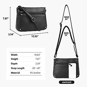 WESTBRONCO Crossbody Bags for Women, Medium Size Shoulder Handbags, Wallet Satchel Purse with Multi Zipper Pocket Black