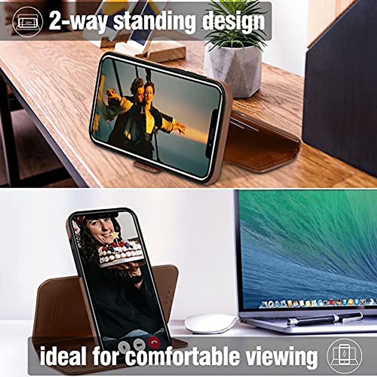 WenBelle Case for iPhone 12 5G/for iPhone 12 Pro 5G (6.1 inch),2-in-1 Magnetic Detachable,TPU Shockproof,Genuine Leather Case Wallet,RFID Blocking Protection,Viewing Stand Flip Cases (Brown 01)