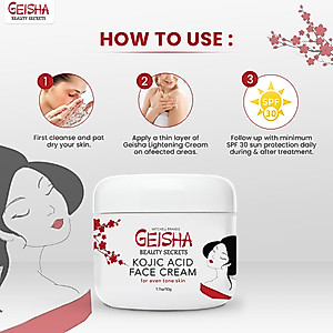 OMIC Geisha Kojic Acid Cream - 1.7 fl oz / 50 ml - Skin Brightening Cream for Face, Body, Hands - with Glycolic Acid