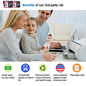 Cartlee 4 Pack Remanufactured 65XL 65 XL High Yield Ink Cartridges for HP DeskJet 2600 2622 2635 2652 2655 3700 3720 3722 3752 3755 Envy 5000 5052 5055 AMP 100 Printer Series Black and Color Combo