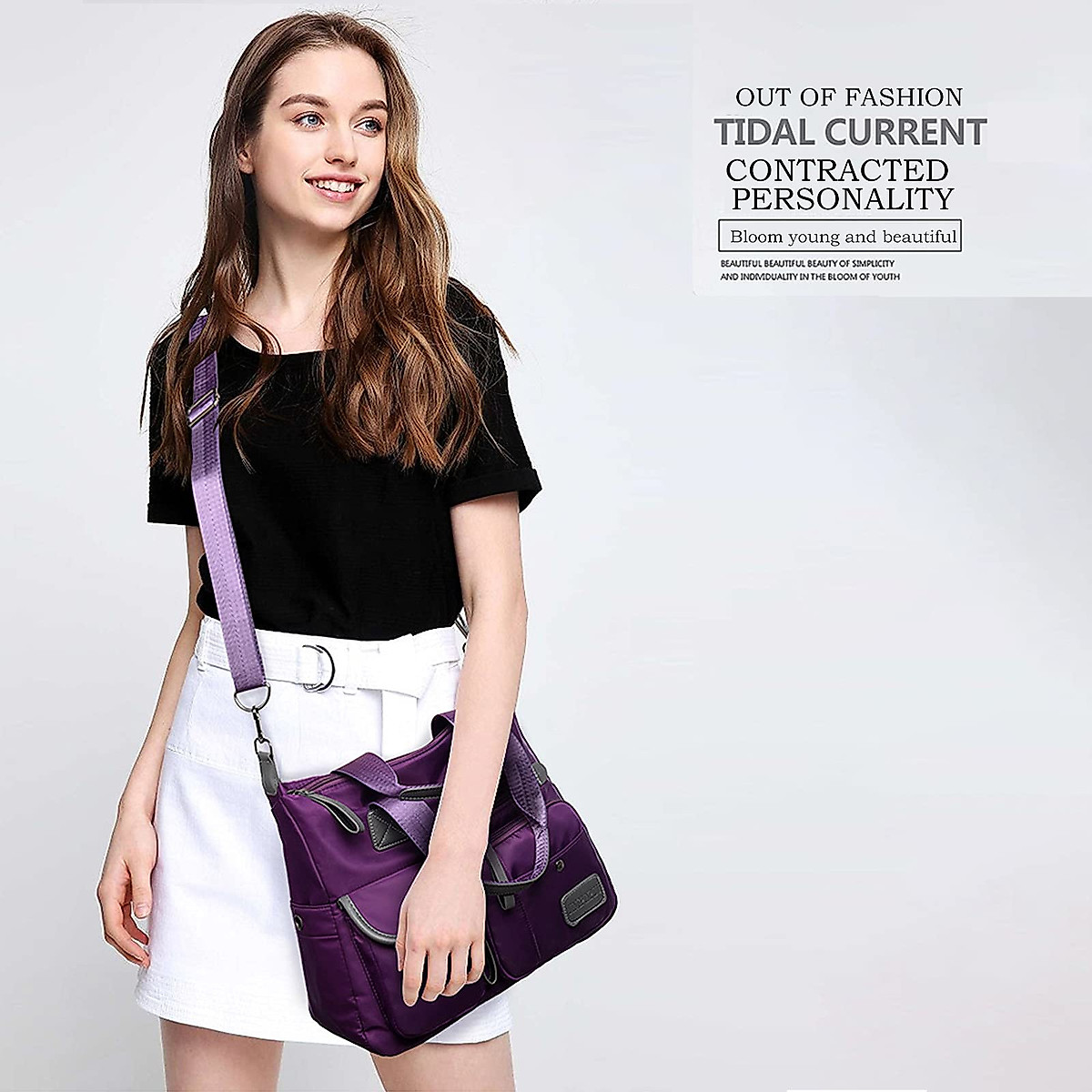 SUSIE ISLAND Multi Pocket Waterproof Nylon with Antitheft RFID Fashion Backpacks Large Shoulder Bag Travel Purse Bags (Black)