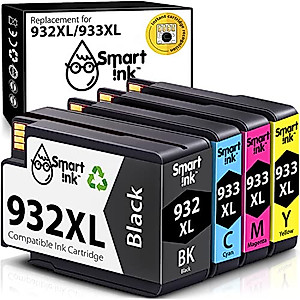 Smart Ink Compatible Ink Cartridge Replacement for HP 932XL 933XL 932 XL 933 XL 4 Combo Pack (XL Black, Cyan, Magenta Yellow) to use with HP Officejet 6100 6600 6700 7110 7510 7610 7612 7620 Printers