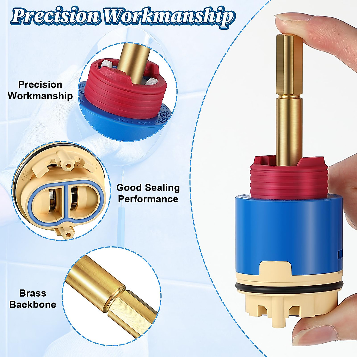 Dreyoo Replacement for 10670 Shower Cartridge Compatible with Aquasource/Glacier Bay, Single Handle Shower Faucet Cartridge Replacement for Hl-40 for Hot Cold Water Shower/Tub Faucet Shower Cartridge