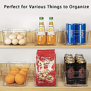 Set of 6 Refrigerator Organizer Bins, Pantry Organization and Storage, Clear Plastic Stackable Food Storage Bins with Handles, for Refrigerator, Freezer, Cabinet, Kitchen, BPA Free