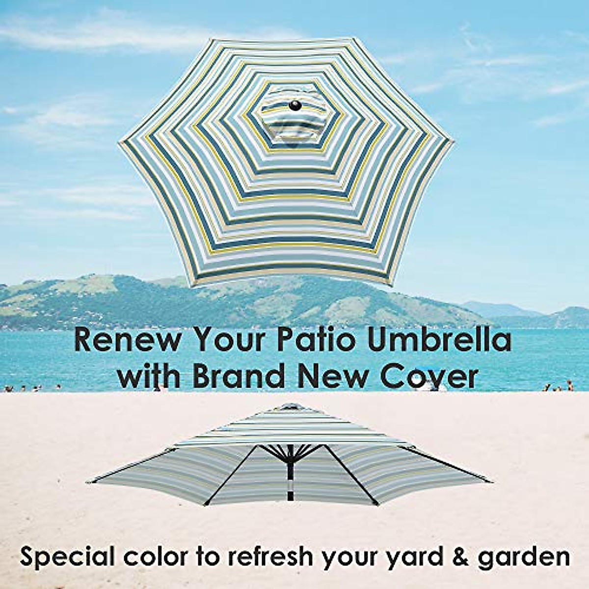 Yescom 9 Ft Patio Umbrella Replacement Canopy Market Table Top Sunshade Cover Garden