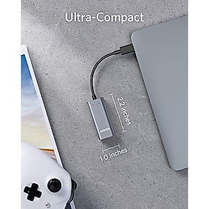 Anker USB C to Ethernet Adapter, Portable 1-Gigabit Network Hub, 10/100/1000 Mbps, for MacBook Pro, iPad Pro 2019/2018, ChromeBook, XPS, Galaxy S9/S8, and More
