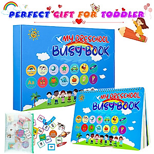 Busy Book for Kids, 14 Themes Toddler Preschool Learning Activities Montessori Toys, Autism Sensory Educational Toys, Early Learning Toys Book for Boys Girls Develops Fine Motor Skills