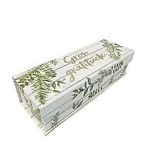 VOTUM Set of 3 Nesting Hinged Lid Storage Boxes - Decorative Stackable Spiritual Paperboard Containers with Magnetic Tab Clasp - Inspirational Phrases (Grow Gratitude)