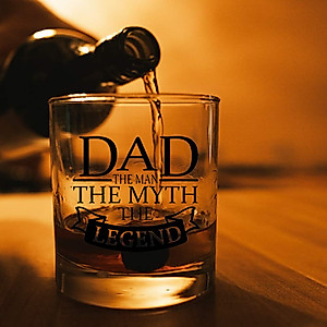 AGMDESIGN Dad Whiskey Glass, The Man The Myth The Legend Whiskey Glass Gifts for Grandfather, Papa, Him, Dad, Husband, Coworker, Friend, Boss, Birthday Gifts