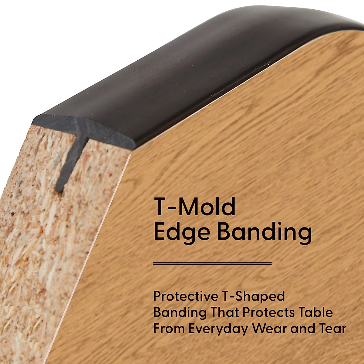 Factory Direct Partners FDP Rectangle Activity School and Kids Classroom Table (24 x 48 inch), Toddler Legs, Adjustable Height 15-24 inches - Oak Top and Black Edge