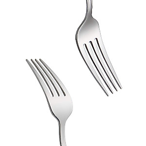 HISSF Dinner Forks Stainless Steel 18/0 of Table Forks 6 Pcs for Home, Kitchen Restaurant, Dishwasher Safe, 7.99 Inches, Silver