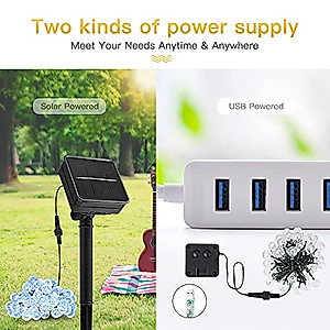 Beauthard Solar String Lights Outdoor,60 Led 35.6 Ft Lights with 8 Lighting Modes,Outdoor String Lights,Waterproof Solar Patio Outside Lights for Garden Yard Home Wedding Party Decoration(Pure White)