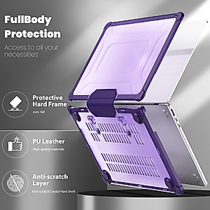Teryeefi for 2020 2019 2018 MacBook Air 13 inch Case M1 A2337 A2179 A1932, [Shockproof] [Heavy Duty] Hard Shell with Fold Kickstand Function + Keyboard Cover + Screen Protector+OTG Adapter, Purple