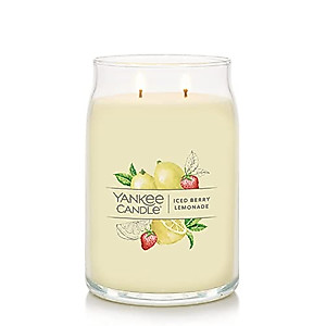 Yankee Candle Iced Berry Lemonade Scented, Signature 20oz Large Jar 2-Wick Candle, Over 60 Hours of Burn Time
