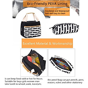 Kids School Bag for Girls Backpacks with Lunch Bag Causal Canvas Bookbag for Teen