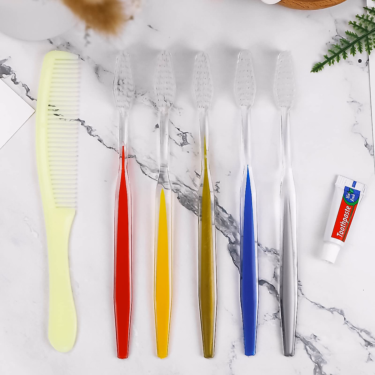 Xuezoioy Travel Toothbrushes Kit,25 Pack Individually Wrapped Disposable Toothbrushes with Toothpaste and Hair Combs Travel Toothbrush Set for Homeless,Hotel