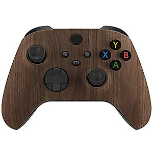 eXtremeRate Side Rails Grips Shell for Xbox Core Wireless Controller, Wood Grain Replacement Part Front Housing Cover Handles Faceplate for Xbox Series X & S Controller [Controller Excluded]