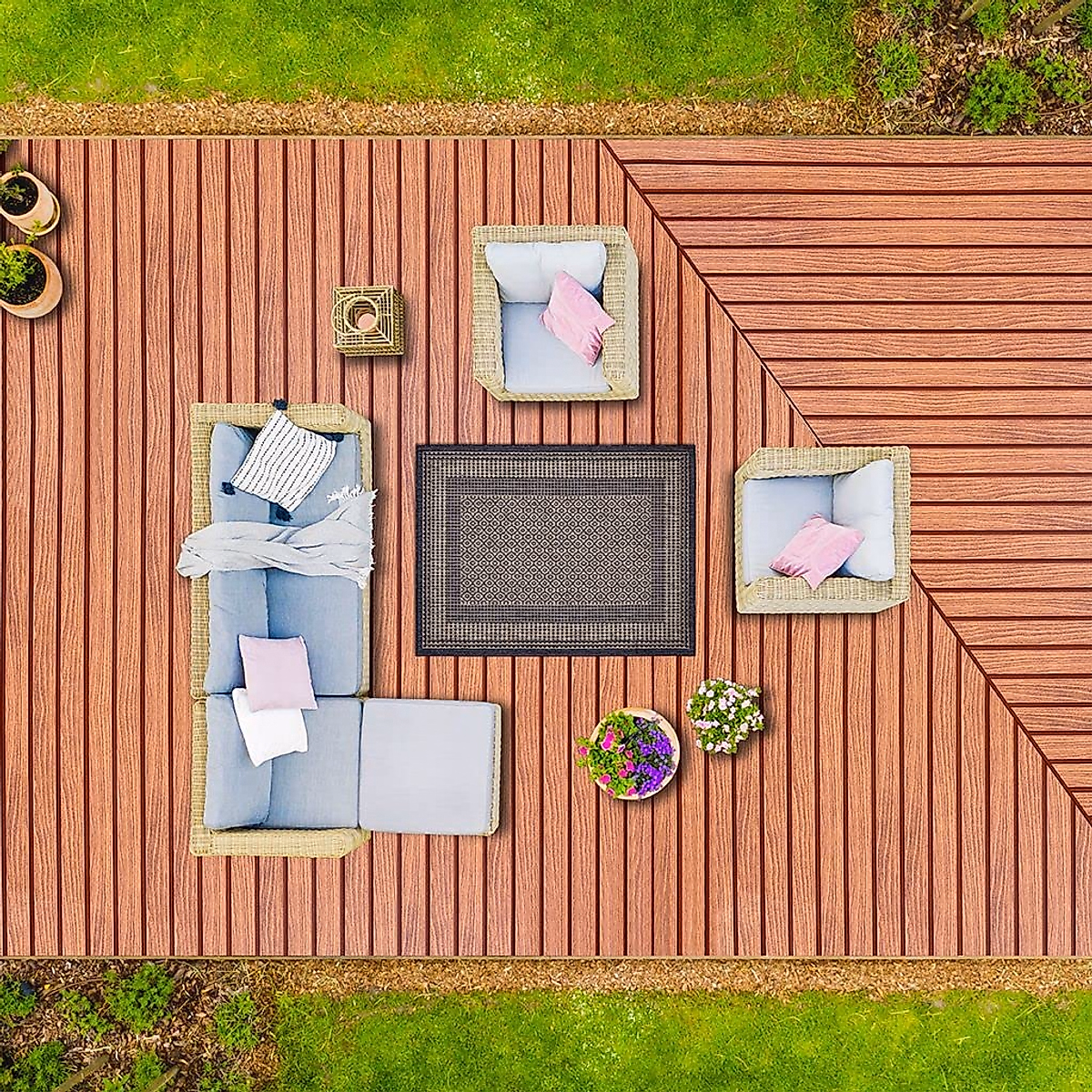 Benissimo 4 x 6 Indoor Outdoor Rug Tile Collection, Woven, Jute Backing Area Carpet for Living Room, Bedroom, Kitchen, Entryway, Hallway, Patio, Farmhouse Decor, Navy