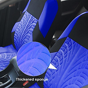 BESULEN Front Car Seat Covers, 2 Pcs Polyester Bucket Seat Protectors, Soft and Breathable, Premium Sporty Automotive Seat Cushions, Universal Auto Interior Accessories (Blue)