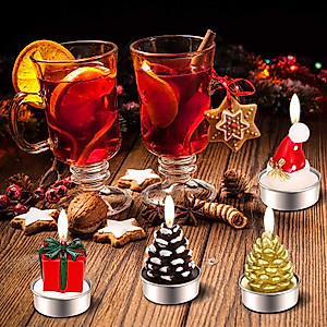 12 Pieces Christmas Tealight Candles Handmade Delicate Santa Claus, Snowman, Pine Cones, Christmas Tree, Shoes, House, Santa Hat Candles, Christmas Home Decorations (Cute Style)