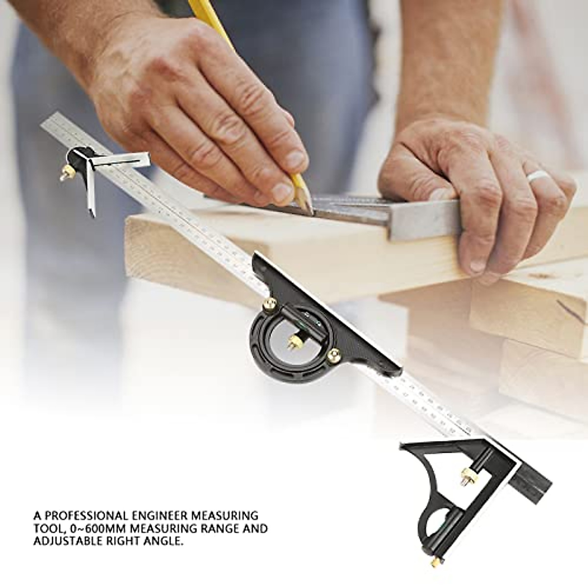 Combination Square 600mm Metal Adjustable Combination Square Right Angle Ruler Engineer Measuring Tool with Square Head